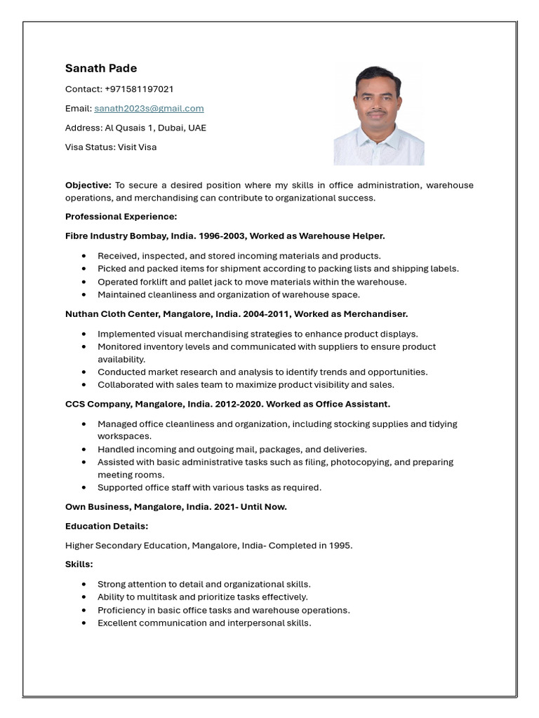 Sanath Pade CV | PDF