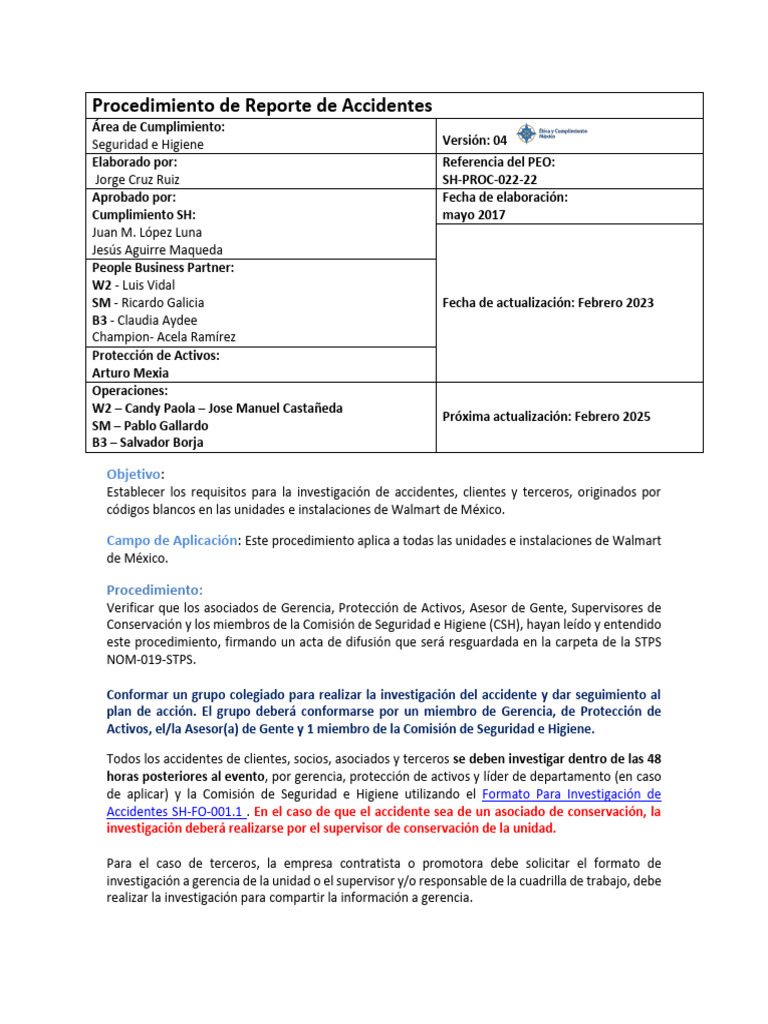 SH-PROC-022-22 Procedimiento de Reporte de Accidentes v.6 - Final 2023 ...
