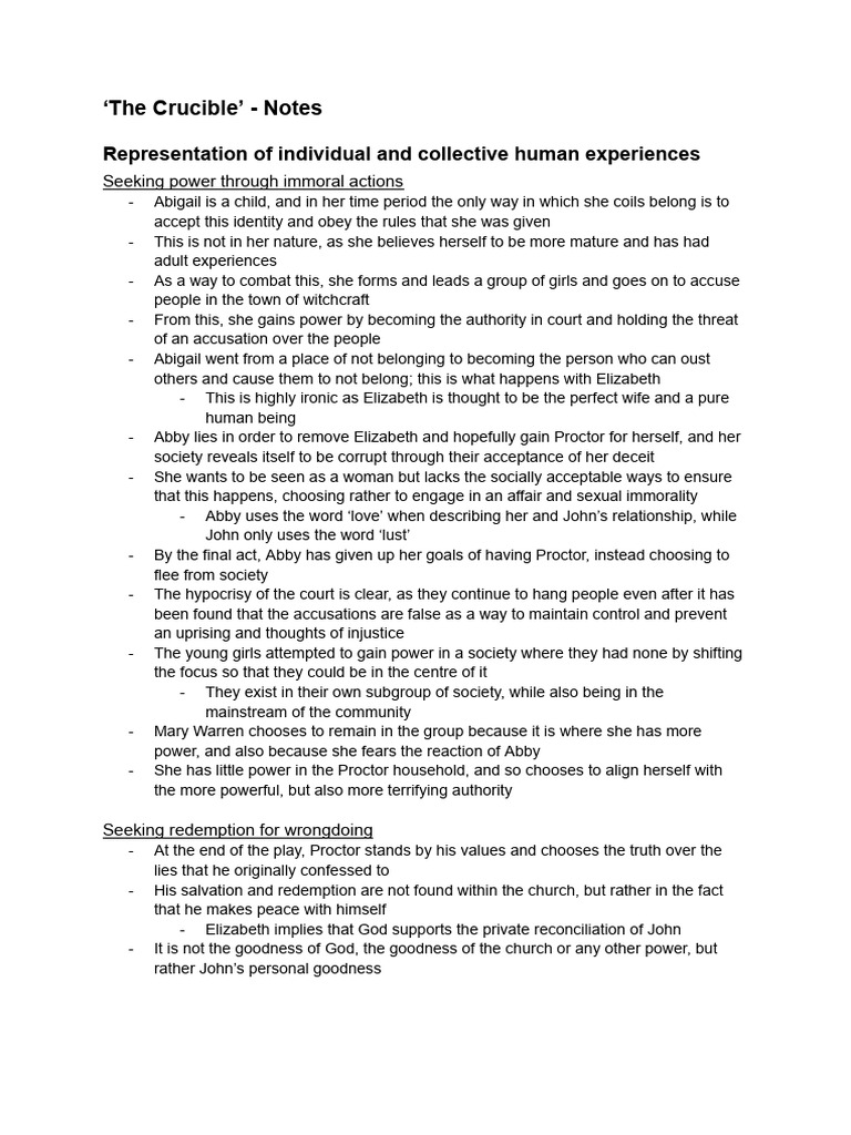 The Crucible - Notes' | PDF The Crucible - Notes' | PDF