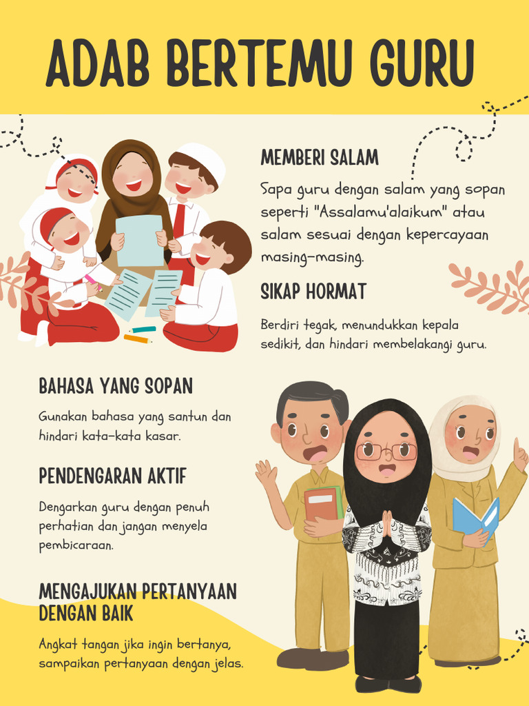 Cokelat Ilustrasi Poster Adab Bertemu Guru | PDF | Pengembangan Diri