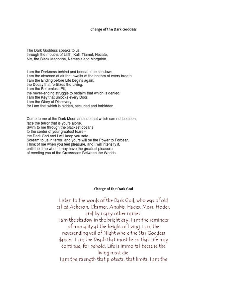 Chants and Prayers of Dark Gods and Goddesses | PDF | Religious Belief ...