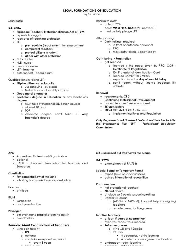 1 Legal Foundations of Education | PDF
