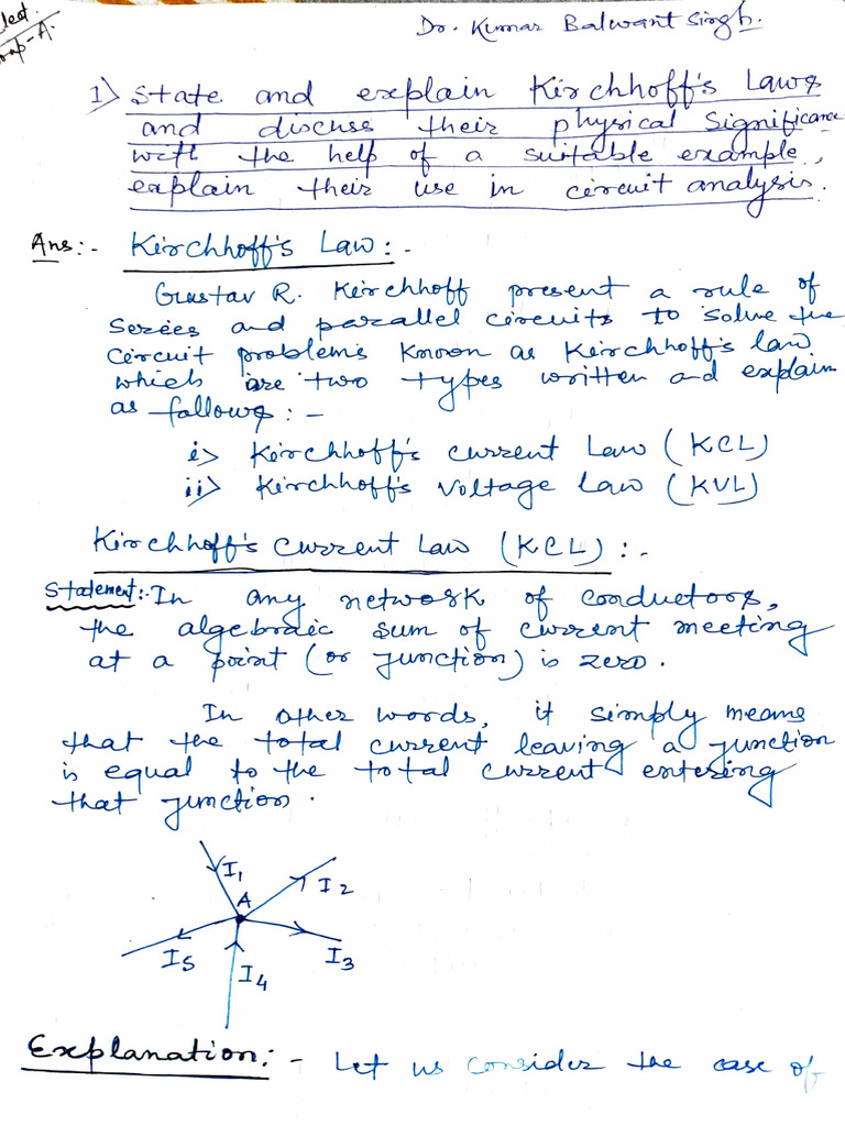 DR K B Singh Online Lecture Notes UG Part I Phy - Kirchhoff's Law | PDF