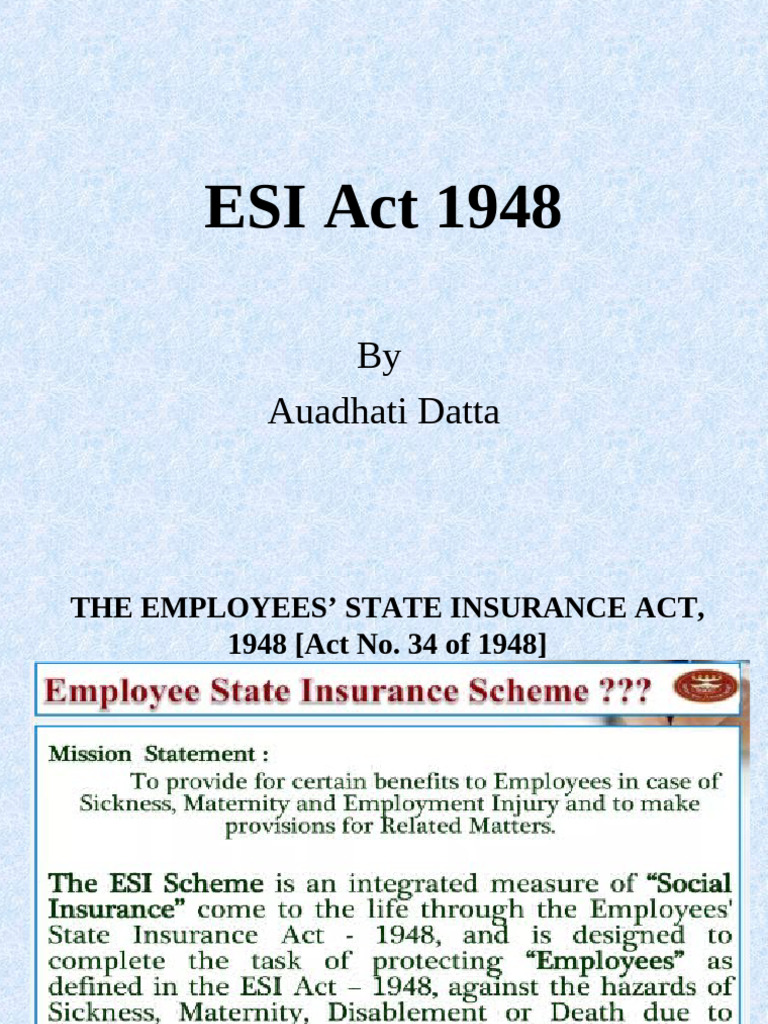 ESI Act 1948-1 | PDF
