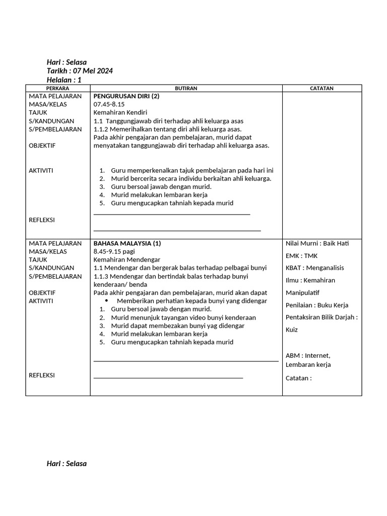 RPH Selasa 07.05 | PDF
