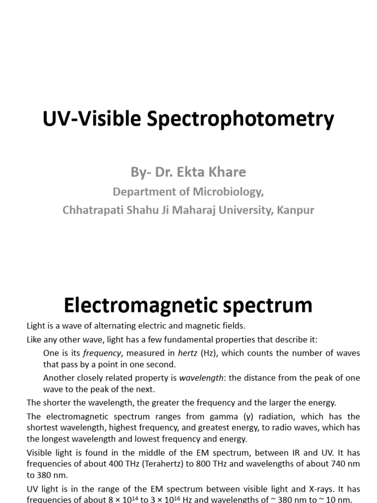 UV Visible Spectrophotometry | PDF