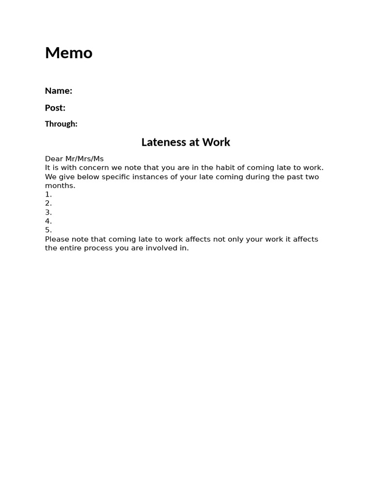 Lateness Memo | PDF
