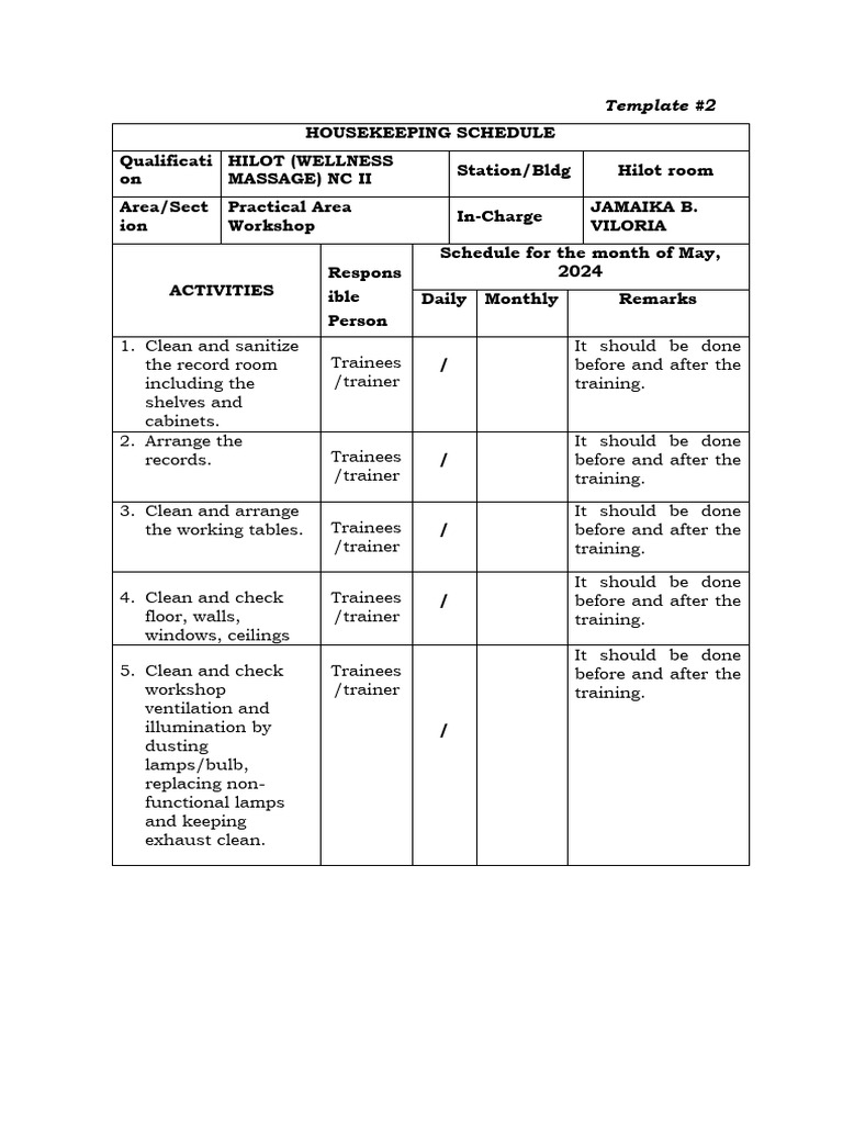Hilot Workshop Cleaning Guide | PDF | Housekeeping | Building Engineering
