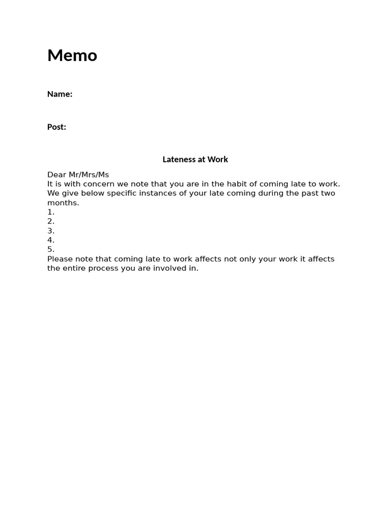 Lateness Memo | PDF