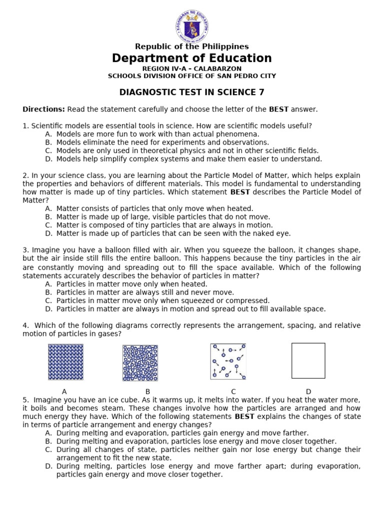 Science-Diagnostic Test-Grade 7 | PDF