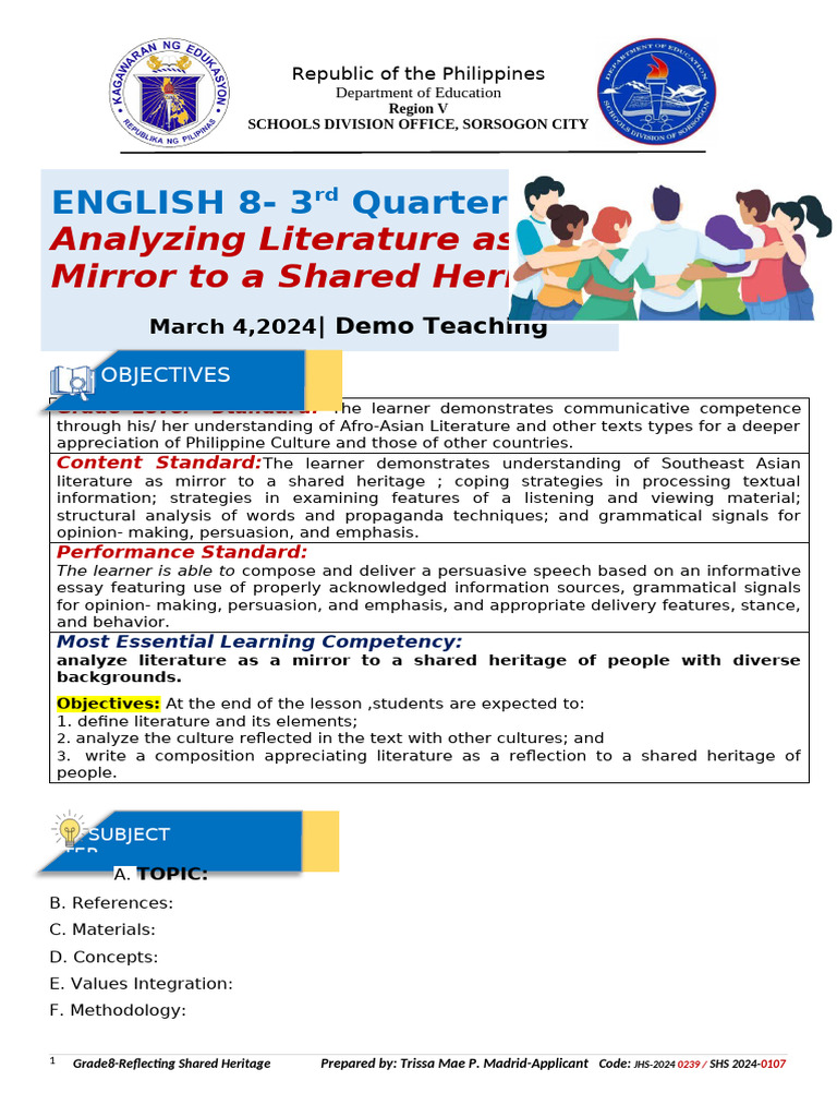 Demo Teaching-Detailed Lesson Plan Grade 8 | PDF