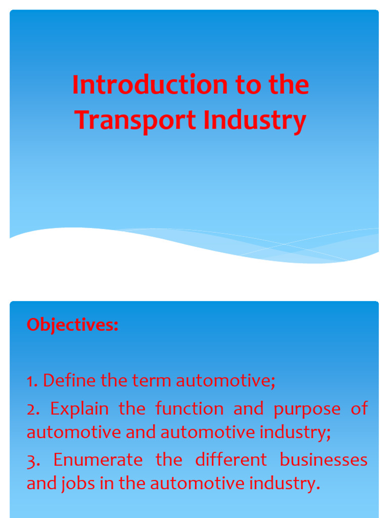 Intro To Land Transport | PDF