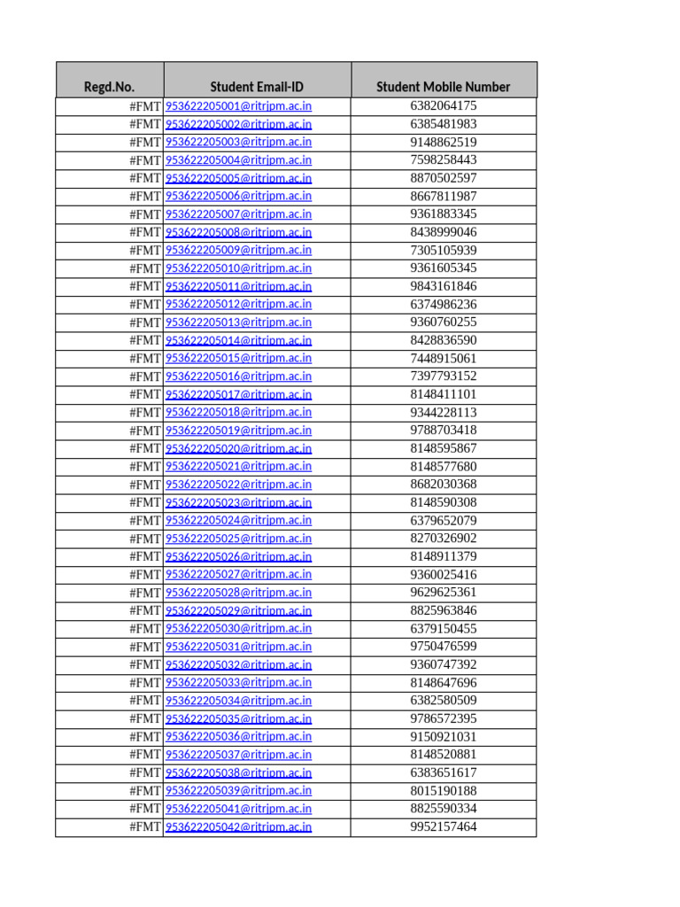 Student Contact Information List | PDF | Business