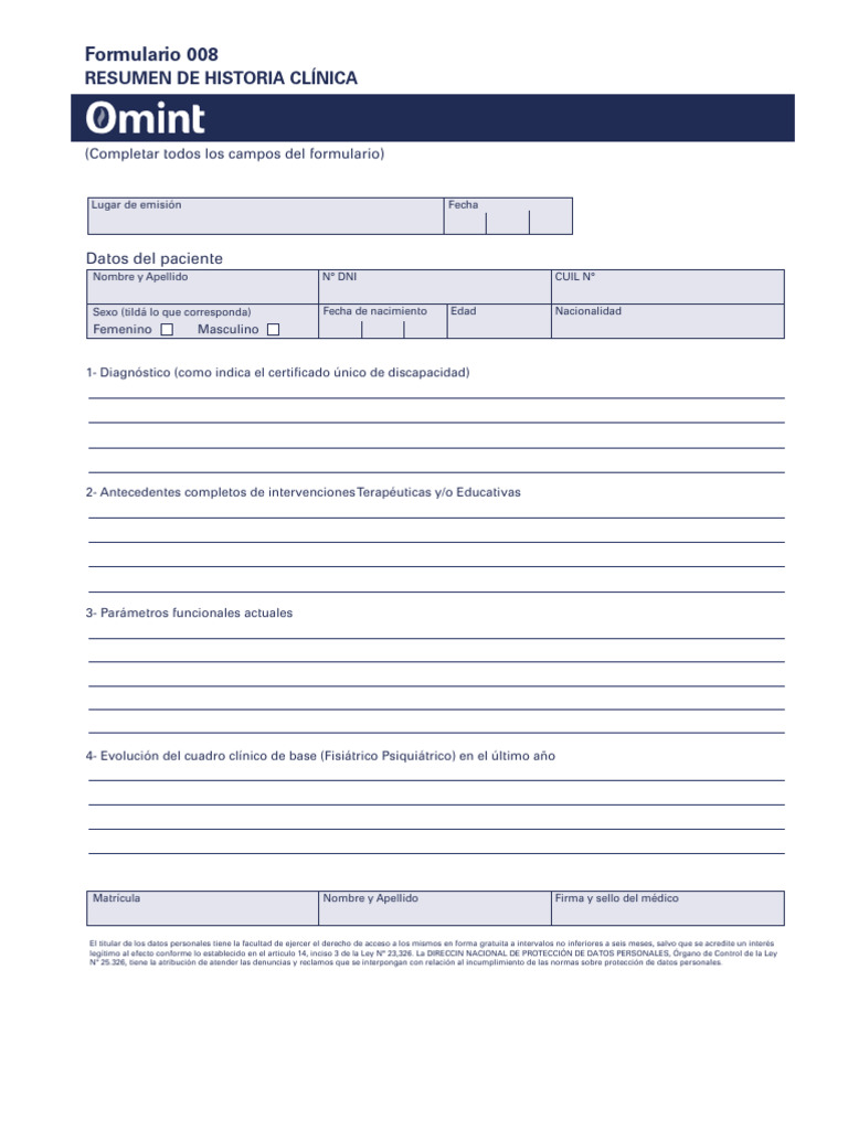 Formulario 008 | PDF