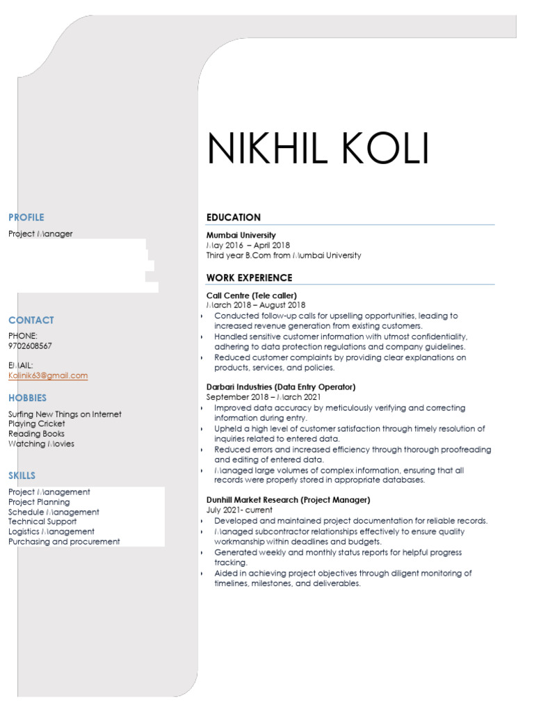 Resume Nikhil Koli | PDF