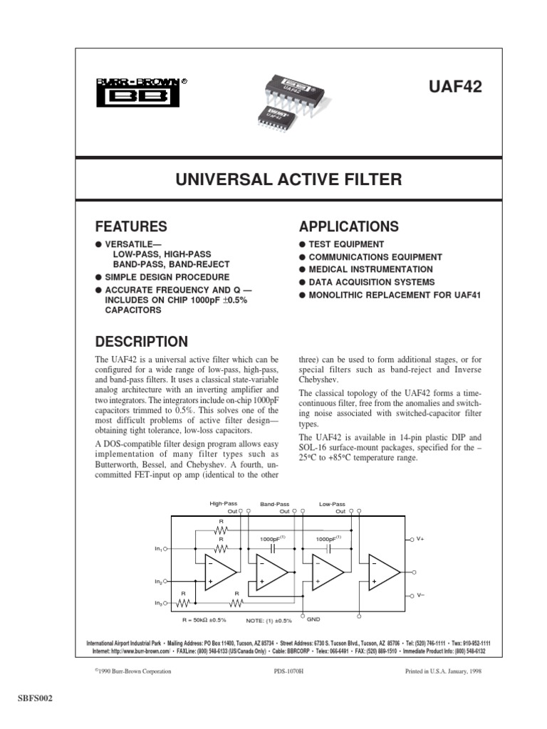 Uaf 42 | PDF | Electronic Filter | Operational Amplifier