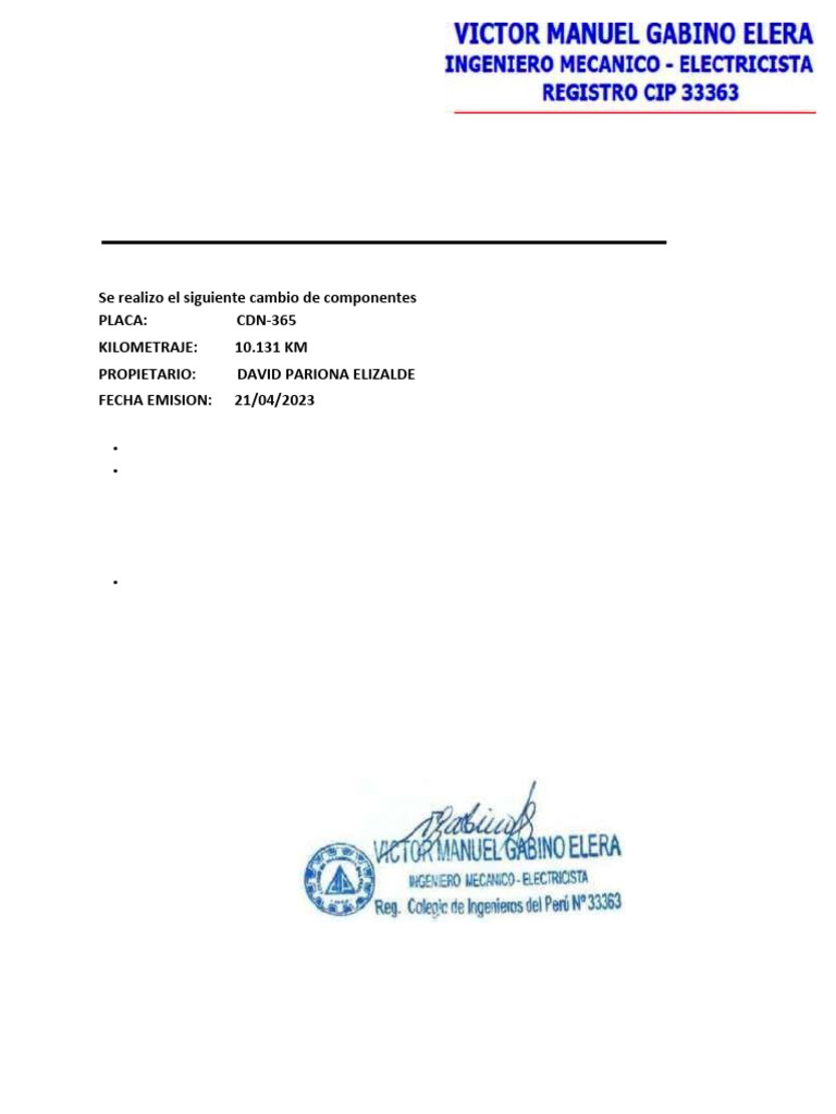 Certificado de Mantenimiento CDN-365 21-04-23 | PDF