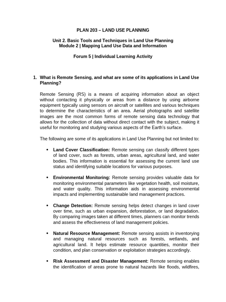Forum 5 Mapping Land Use Data And Information Pdf Remote Sensing