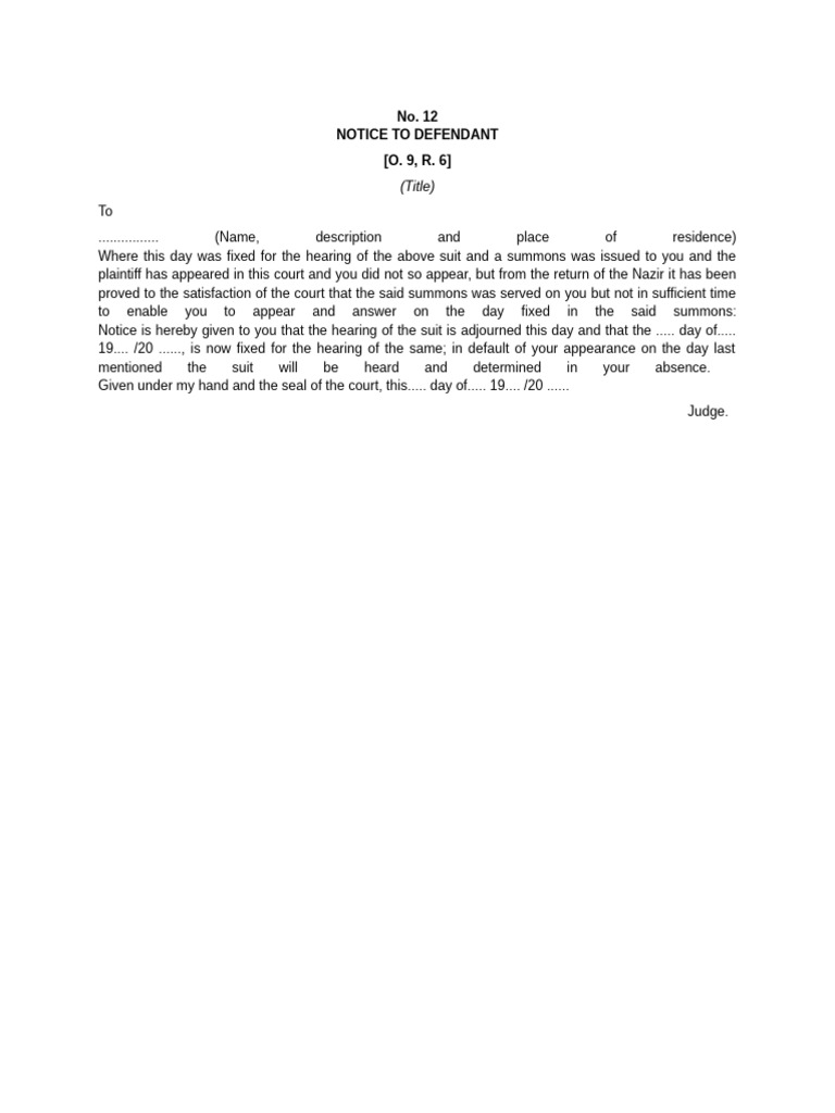 Notice To Defendant | PDF