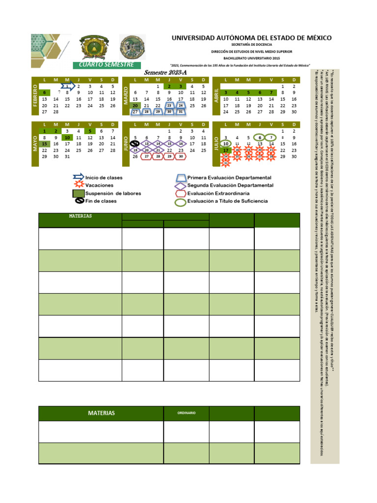 CUARTO 2023-A Calendario | PDF