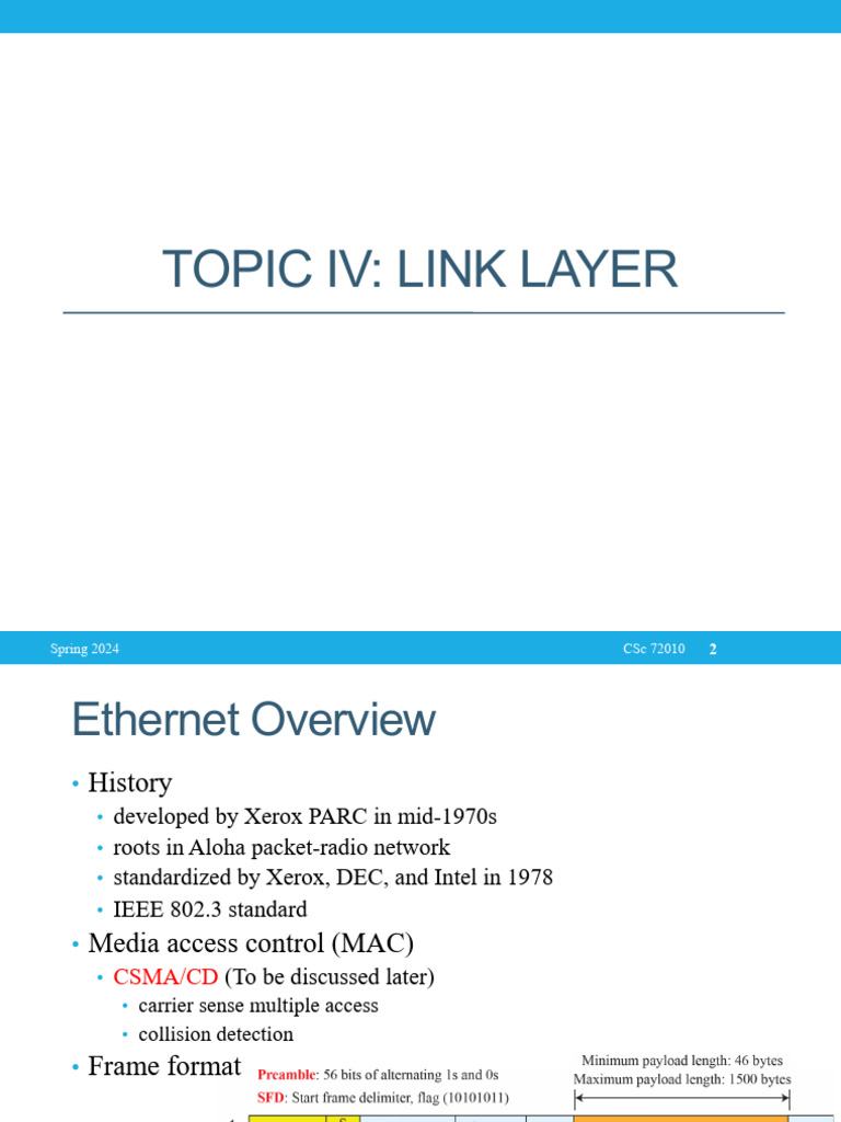 Topic Iv: Link Layer | PDF