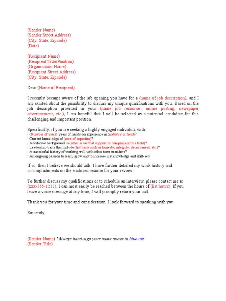 Draft Job Application Letter | PDF