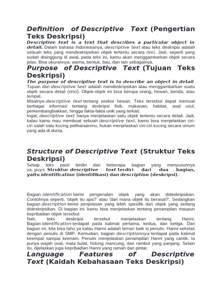 Materi Descriptive Text | PDF