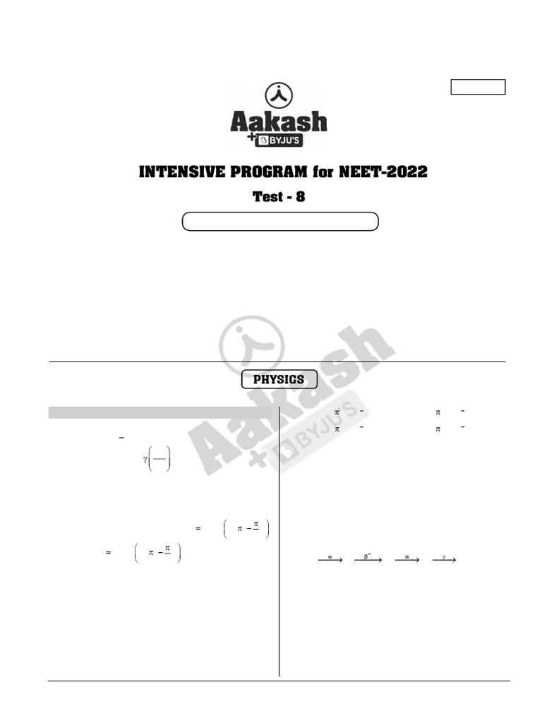Aakash Intensive CST - 8 | PDF