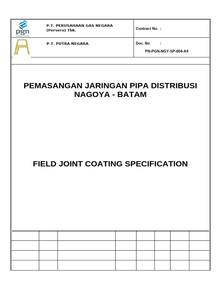 Field Joint Coating Specification | PDF
