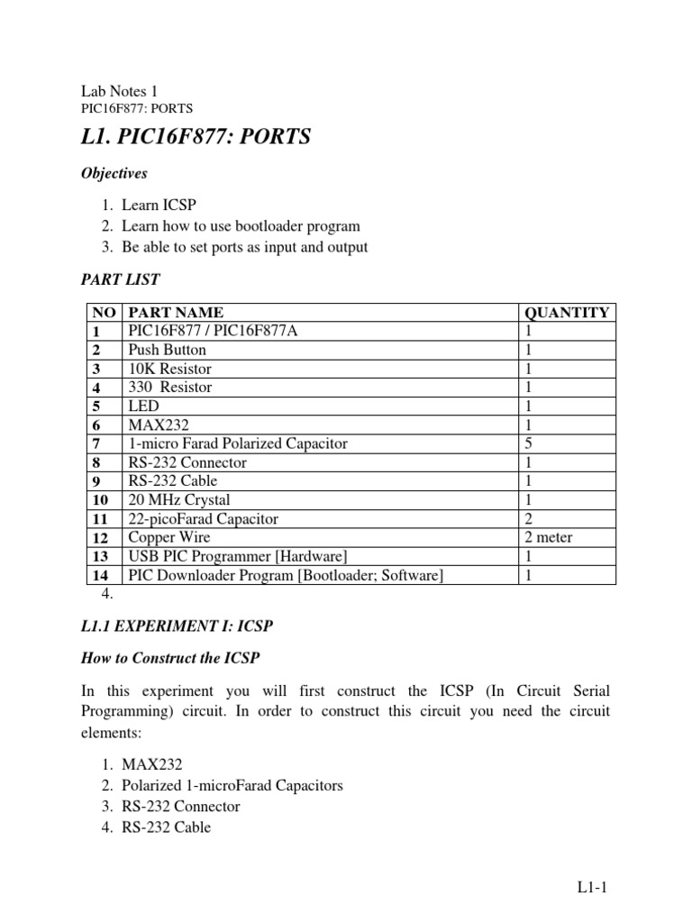 PIC16F877 ICSP & Ports Guide | PDF | Pic Microcontroller | Electrical ...