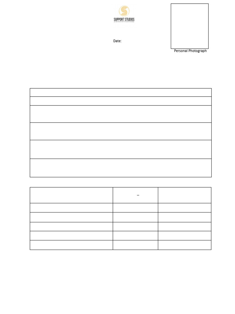 Support Studio - Application Form | PDF