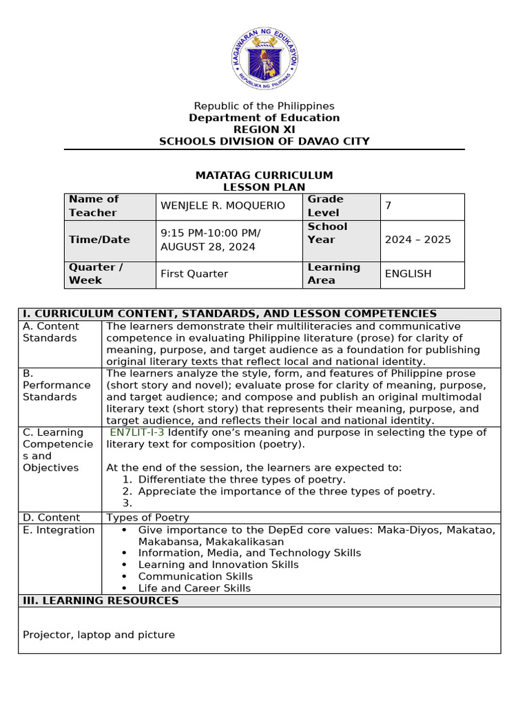 Lesson Plan Blank | PDF