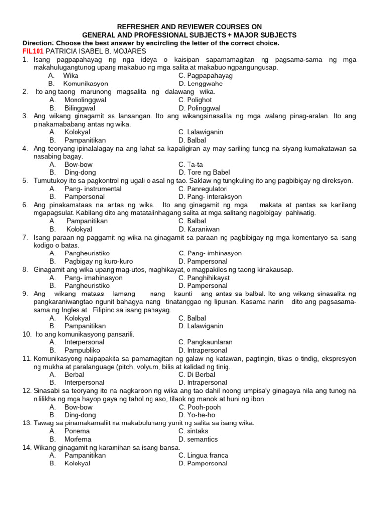 Refresher and Reviewer Courses | PDF