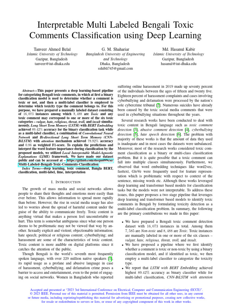 Multi level bangla text classification | PDF