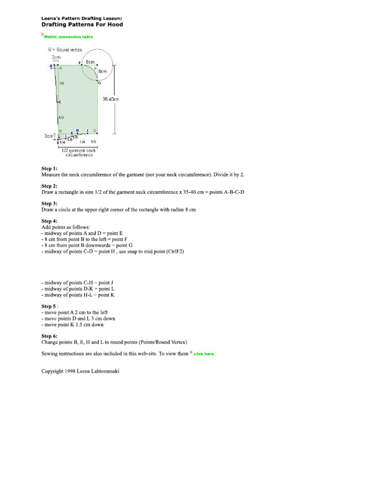 Drafting Patterns For Hood | PDF