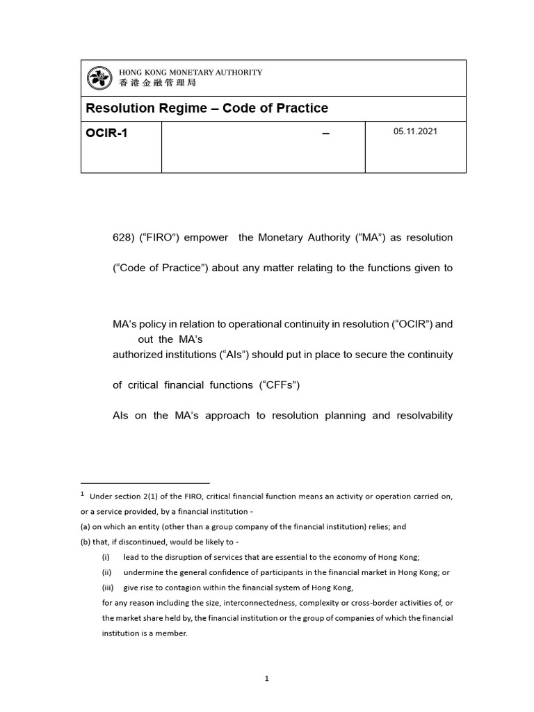 OCIR-1_Operational_Continuity_in_Resolution | PDF