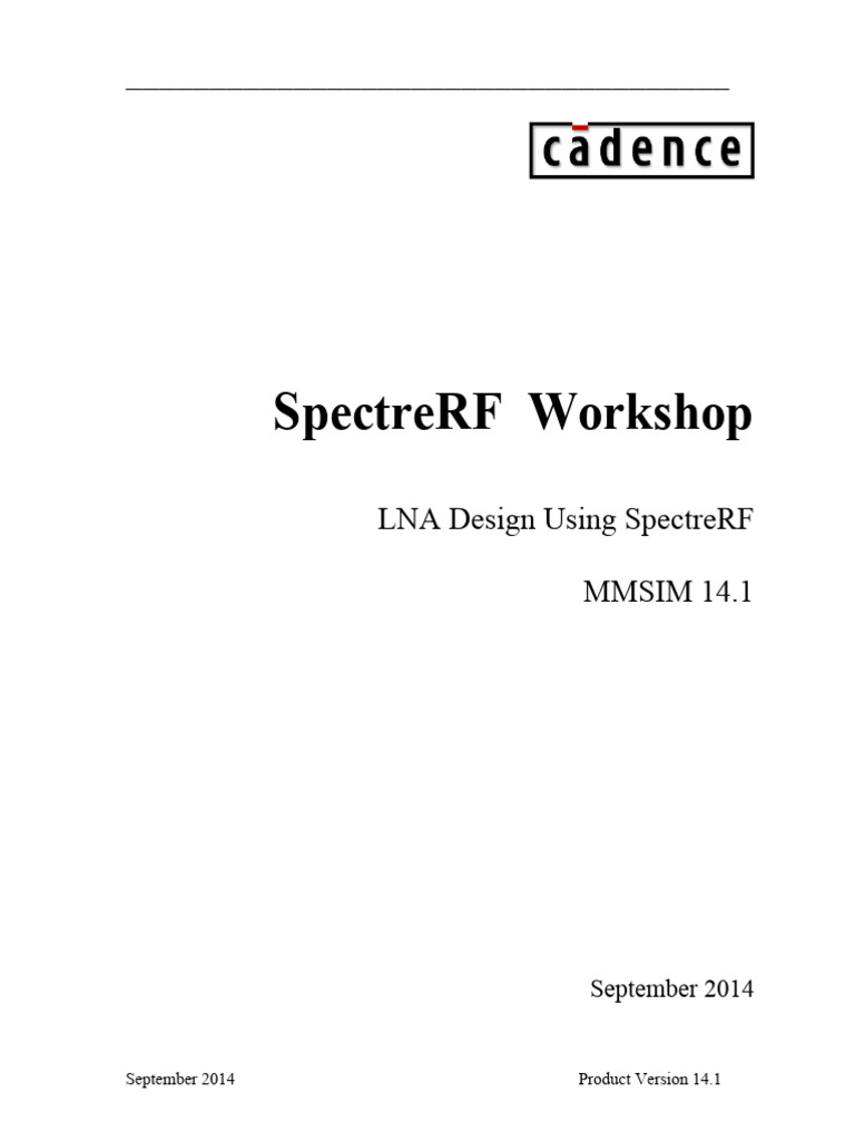 LNA Design Using SpectreRF-workshop | PDF