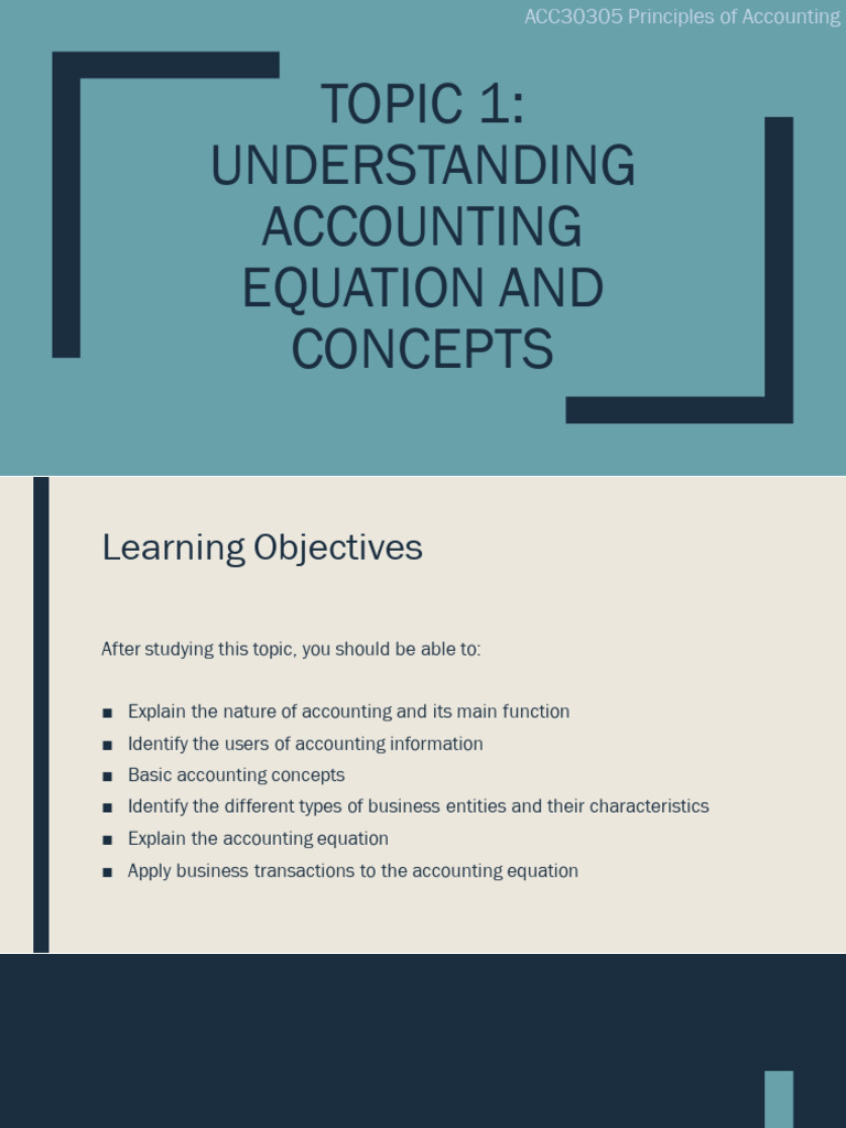 Topic 01 Understanding Accounting Concepts | PDF