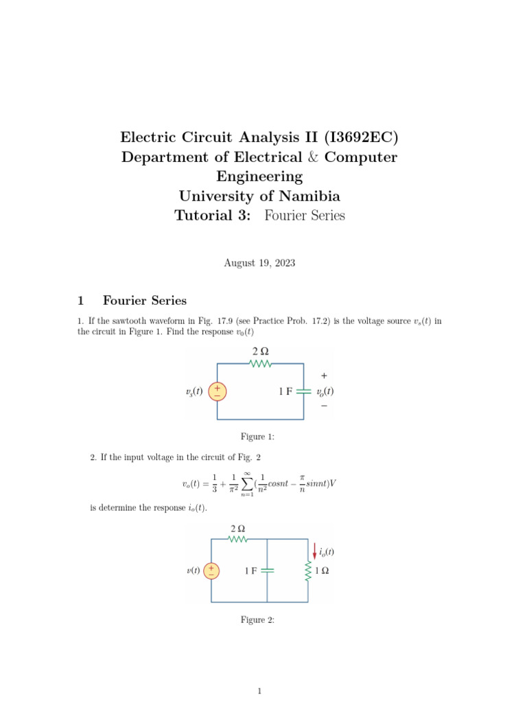 Tutorial 2 Fourier Series | PDF Tutorial 2 Fourier Series | PDF