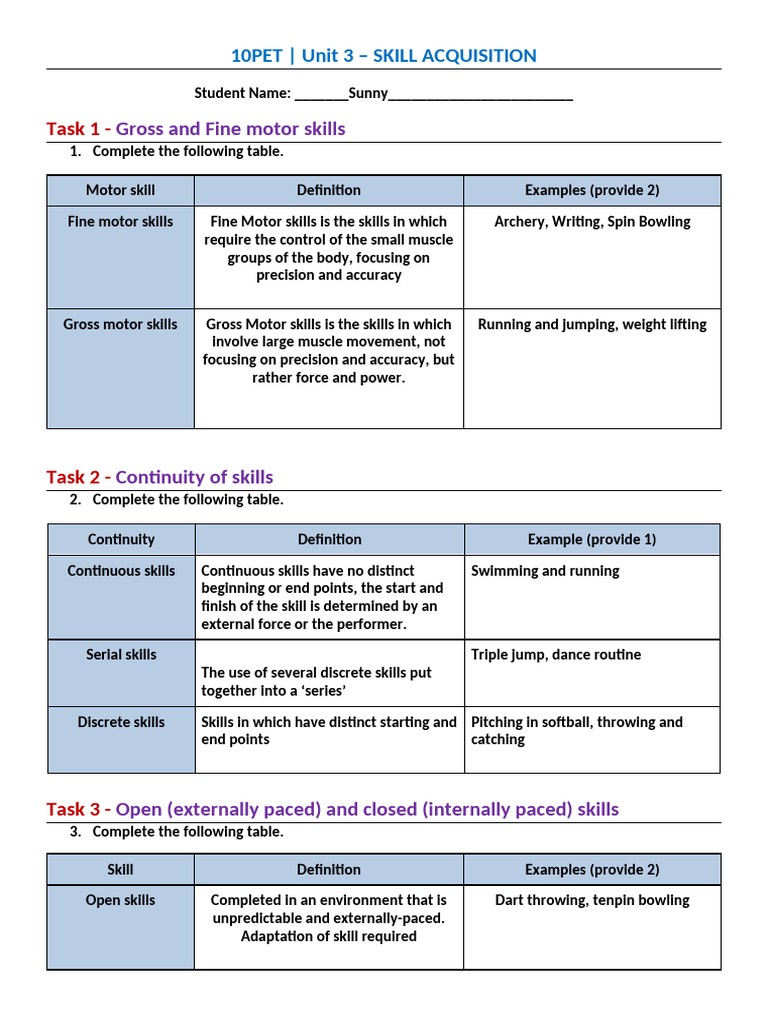 Skill Classification - Booklet | PDF