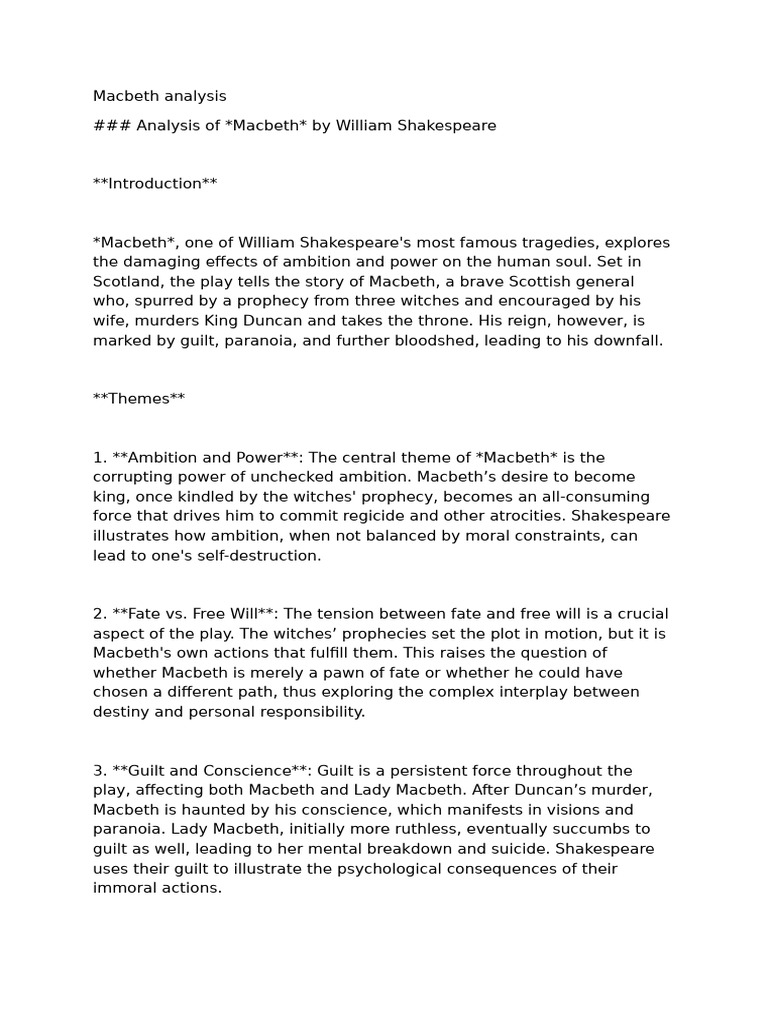 Macbeth Analysis | PDF