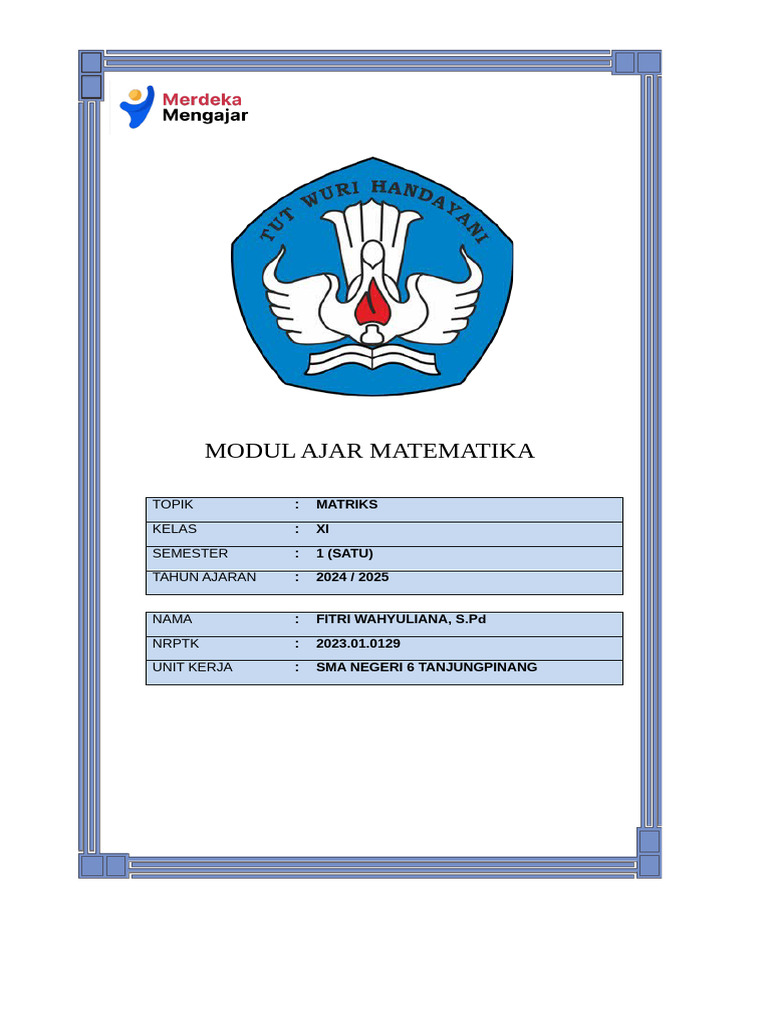 5.1 Modul Ajar Matriks | PDF