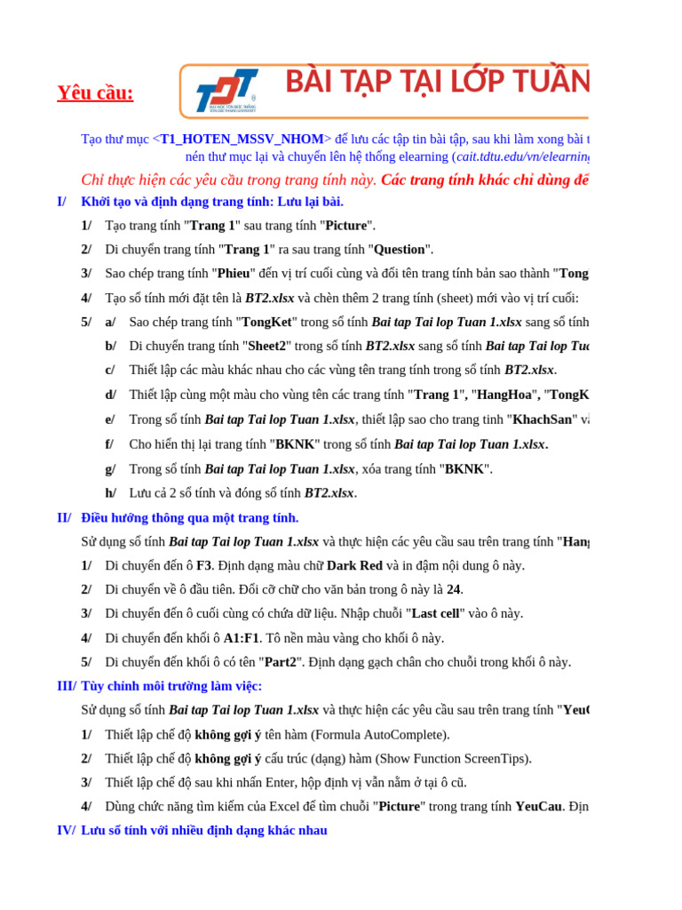 Bai Tap Tai Lop Tuan 1 | PDF