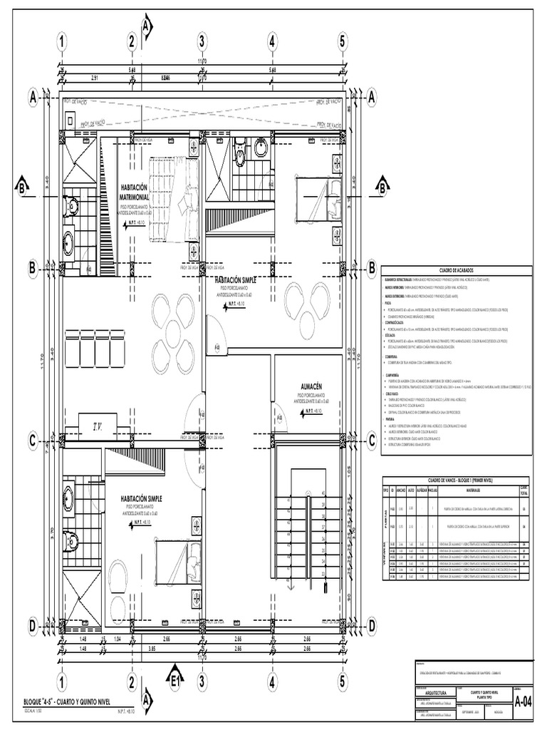 Habitación Matrimonial: Bloque "4-5" - Cuarto Y Quinto Nivel | PDF