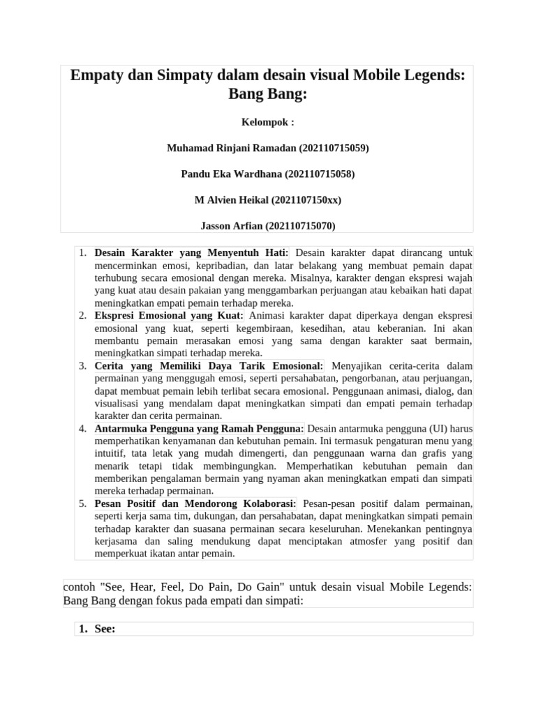 Empaty Dan Simpaty Dalam Desain Visual Mobile Legends | PDF