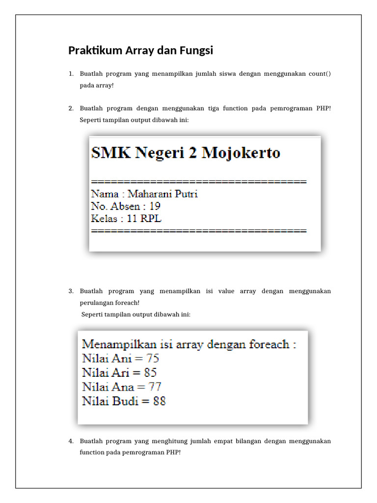 Praktikum Array Dan Fungsi Pdf