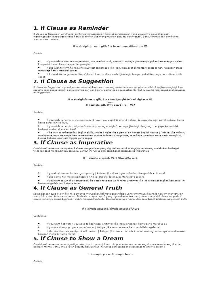 If Clause 1 With Suggestios, Imperative, General Truth, Reminder | PDF