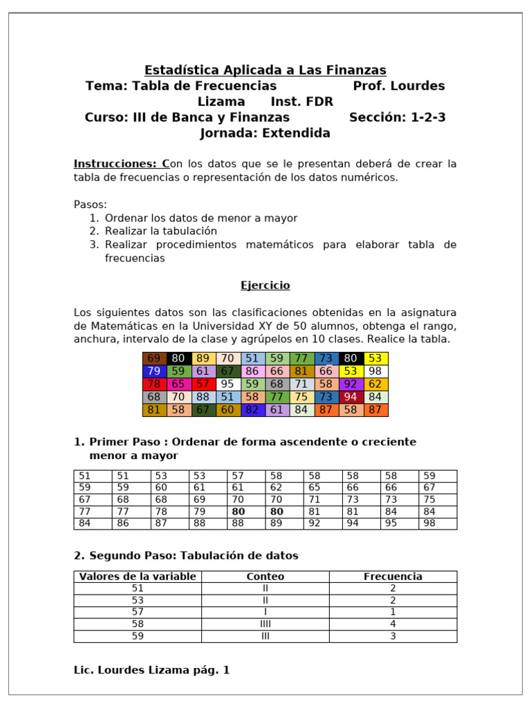 Tabulacion de Datos Estadisticos | PDF