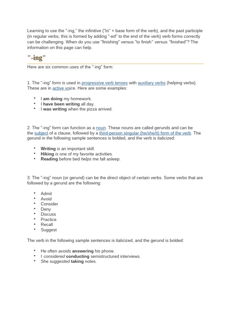 VERB To Infinitive | PDF