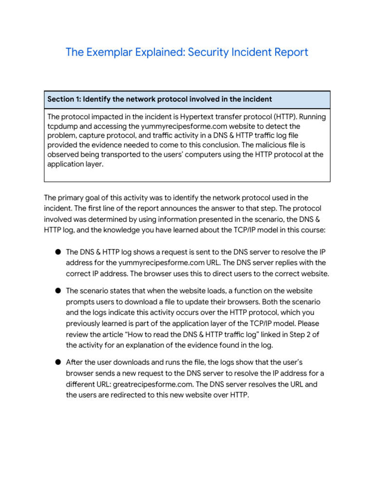 OrqElQ31SdukzjsoRXvyRQ The Exemplar Explained Security Incident Report Exemplar | PDF